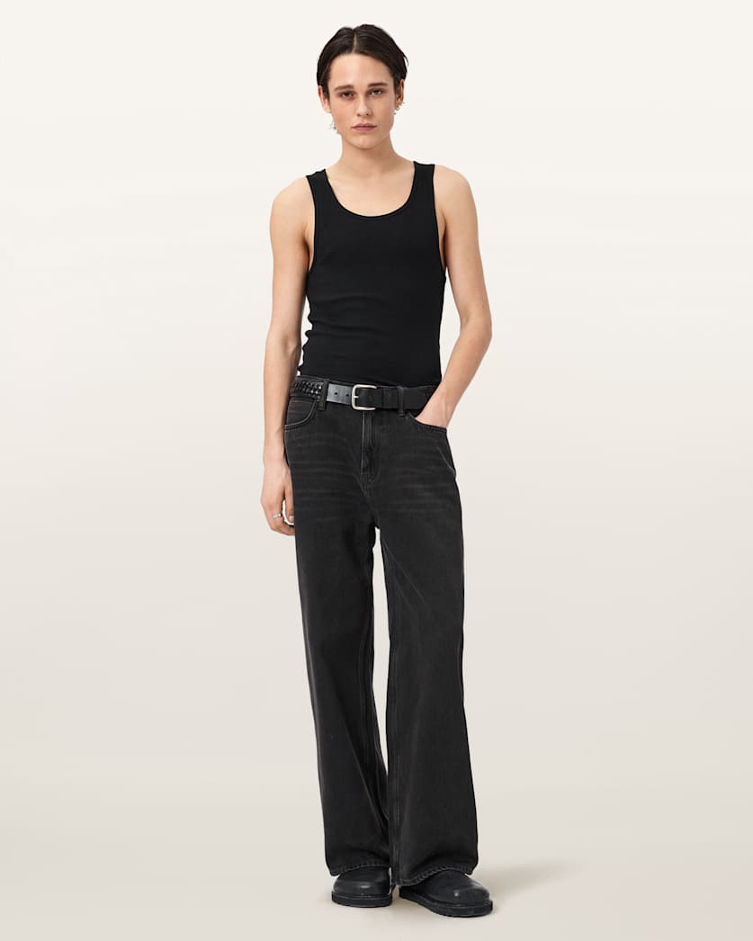 Ribbed Cotton Vest 2 Pack Black | ALLSAINTS Canada